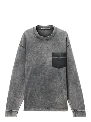 Alexander Wang Long Sleeve Tee W/ Shadow Pocket Graphic - Washed Grey