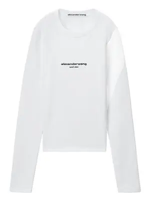 Alexander Wang Fitted Ls Tee W/ Logo Print - White