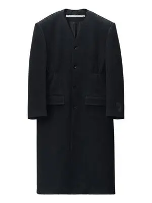 Alexander Wang Collarless Coat In Double Tweed Wool - Black/charcoal