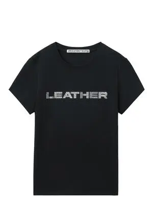 Alexander Wang Crystal Hotfix Graphic Fitted Short Sleeve Tee - Black