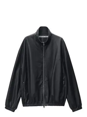 Alexander Wang Track Jacket In Bonded Leather - Black