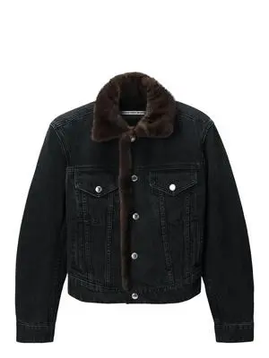 Alexander Wang Denim Jacket W/ Faux Fur Lining - Faded Black