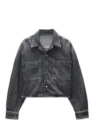 Alexander Wang Cropped Long Sleeve Shirt - Light Grey