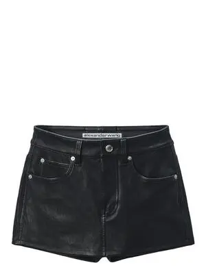 Alexander Wang Lambskin Leather Miniskort - Black