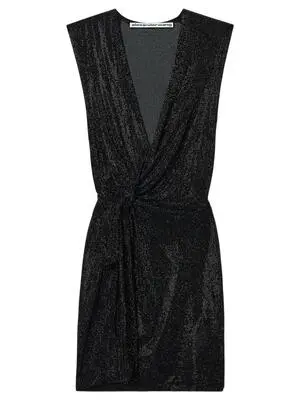 Alexander Wang Crystal Hotfix Knotted Deep V-neck Tank Dress - Black