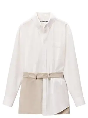 Alexander Wang Layered Shirt Mini Dress With Tucked Detail - White/stone