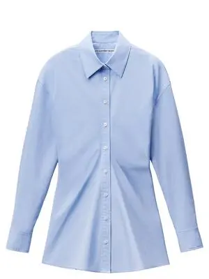 Alexander Wang Stretch Cotton Zip Shirt Dress - Oxford Blue