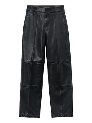 Alexander Wang Worn Moto Leather Workwear Pant - Black