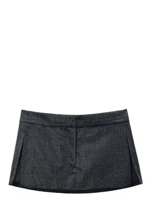 Alexander Wang Crystal Hotfix Wool Mohair Skirt - Grey