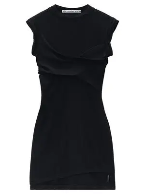 Alexander Wang Sleeveless Layered Twisted Bust Mini Dress - Black