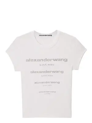 Alexander Wang Fitted Tee W/ Hotfix Gradient Logo - White