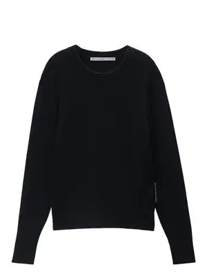 Alexander Wang Ls Crewneck Pullover W/ Knit Flag Tag - Black