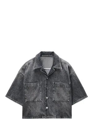 Alexander Wang Cropped Short Sleeve Shirt - Light Grey