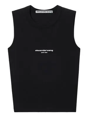 Alexander Wang Logo Print Fitted Tank - Black