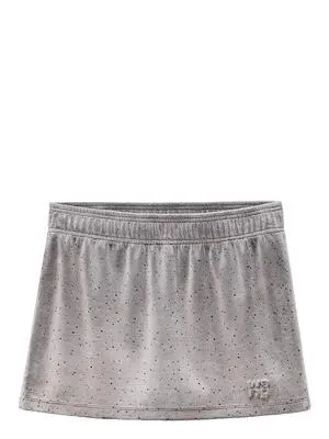 Alexander Wang Mid-rise Mini Skort In Crushed Velour - Titanium