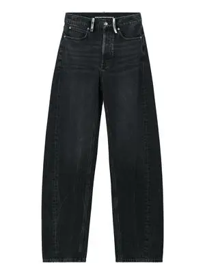Alexander Wang Float Mid Rise Relaxed Jean W/ Crystal Beltloops - Grey Aged