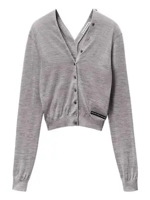 Alexander Wang Button-front Long Sleeve Cardigan - Heather Grey