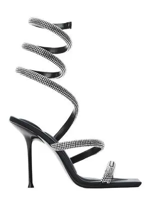 Alexander Wang Julie Crystal Hotfix 105mm Coil Sandal - Black/silver