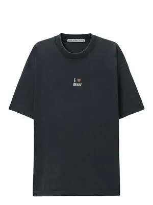 Alexander Wang Crystal Hotfix I Heart Aw Oversized Tee - Washed Black