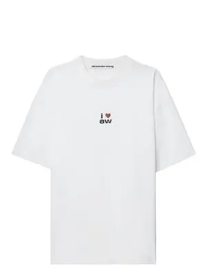 Alexander Wang Crystal Hotfix I Heart Aw Oversized Tee - White