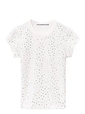 Alexander Wang Crystal Hotfix Baby Tee - White