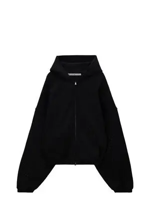 Alexander Wang Men's Crystal Hotfix Oversized Zip-up Hoodie Black