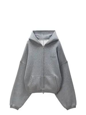 Alexander Wang Zip Up Hoodie W/ Allover Hotfix - Sidewalk