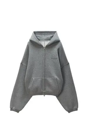 Alexander Wang Men's Crystal Hotfix Oversized Zip-up Hoodie Sidewalk
