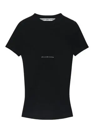 Alexander Wang Ss Crewneck Top W/ Jacquard Logo - Black