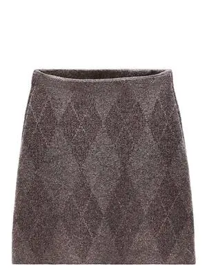 Alexander Wang Crystal Hotfix Argyle Wool-blend Tennis Skirt - Brown