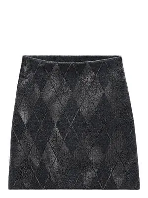 Alexander Wang Crystal Hotfix Argyle Wool-blend Tennis Skirt - Graphite