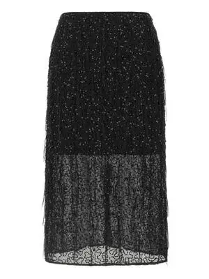 Twin-set Sequin Embroidery Skirt - Black