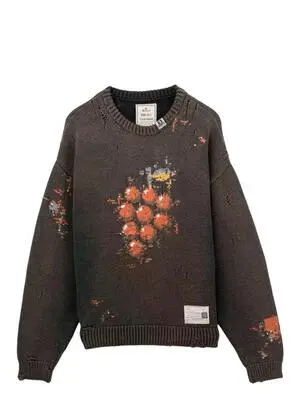 Mihara Yasuhiro Distressed Intarsia-knit Jumper - Grey