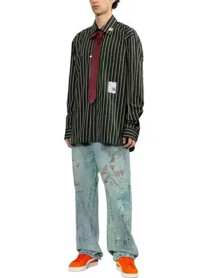 Mihara Yasuhiro Striped Tie-detail Shirt - Green