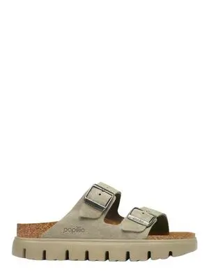 BIRKENSTOCK Arizona Platform Double-strap Suede Sandals Neutrals