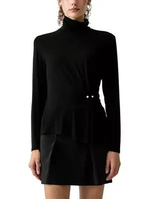 TWINSET Pearl-embellished High-neck Top - Black