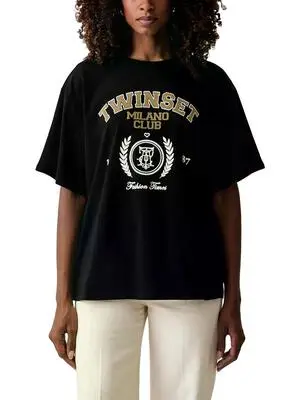 TWINSET Logo-print Cotton T-shirt - Black