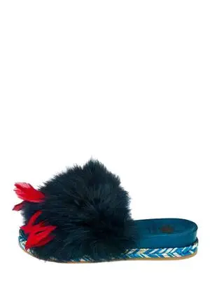 MR & MRS ITALY Feather-embellished Slippers