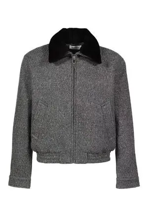 ERNEST W. BAKER Tweed Shearling-collar Jacket