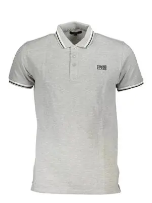 Roberto Cavalli Logo-print Striped-trim Polo Shirt - Grey
