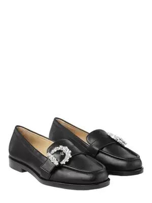 JIMMY CHOO Crystal-buckle Loafers