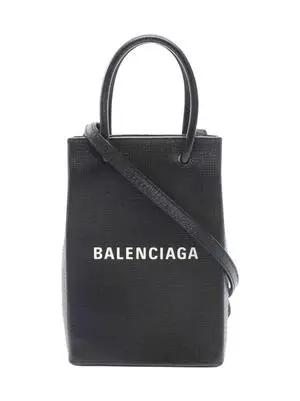 Balenciaga 2010s Shopping Phone Holder Shoulder Bag - Black