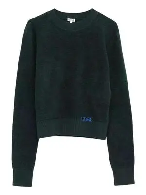 Loewe Logo-embroidered Boucle Sweater - Green