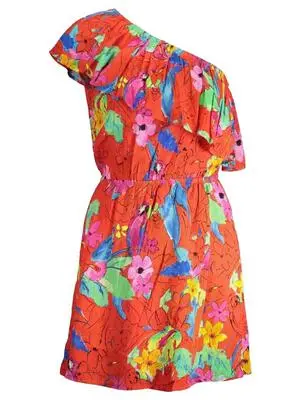 Desigual Floral-print Ruffled Mini Dress Red