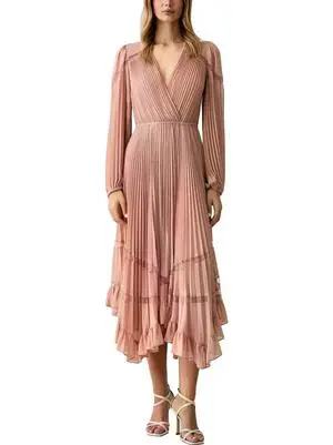 TWINSET Long Pleated Georgette Dress