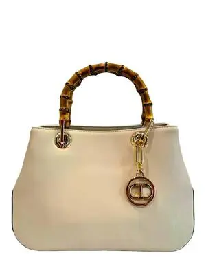 TWINSET Bamboo-handle Grained Tote Bag - Neutrals
