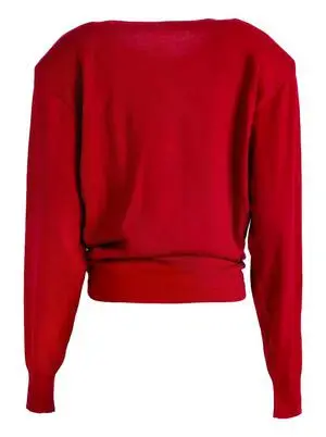 Magda Butrym Knot-detail Padded-shoulder Wool Sweater Red