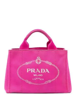 Prada 2013-2026 Small Canvas Canapa Logo Tote Satchel - Pink