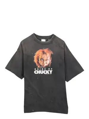 SAINT MXXXXXX Distressed Graphic-print T-shirt - Grey