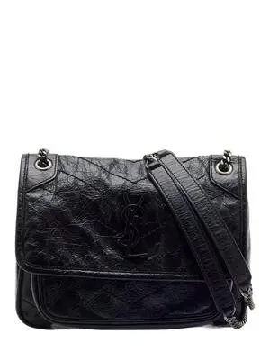 Saint Laurent 2018 Niki Baby Chevron-quilted Shoulder Bag Black